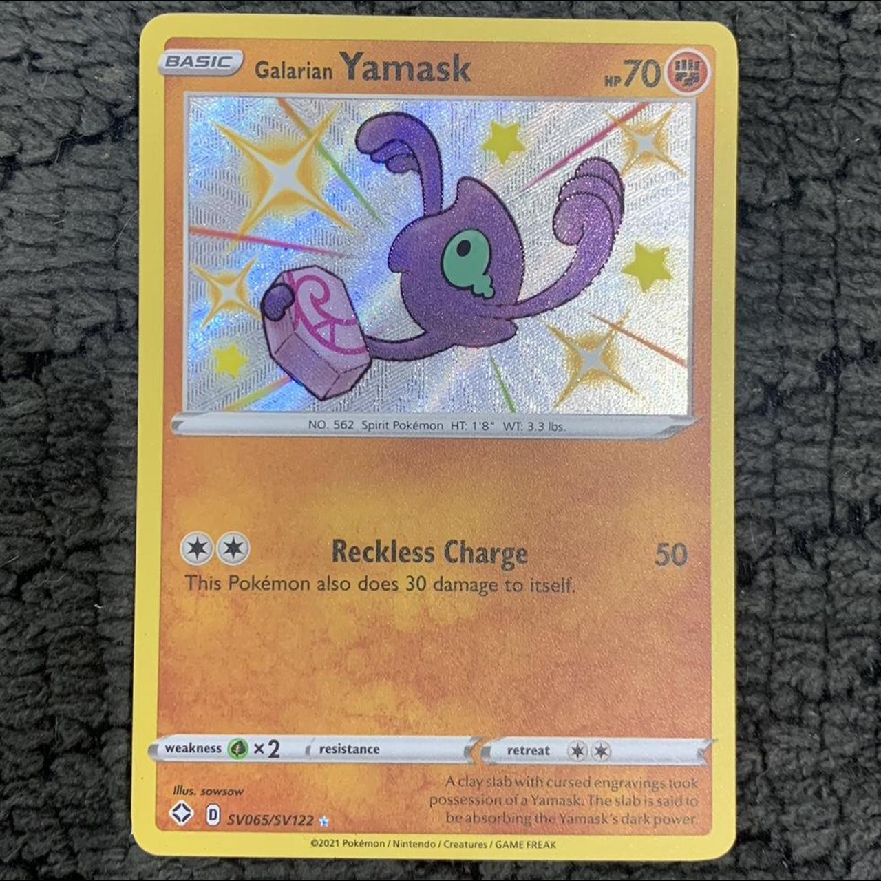 Pokemon Galarian Yamask #SV065 Shining Fates Holo... - Depop