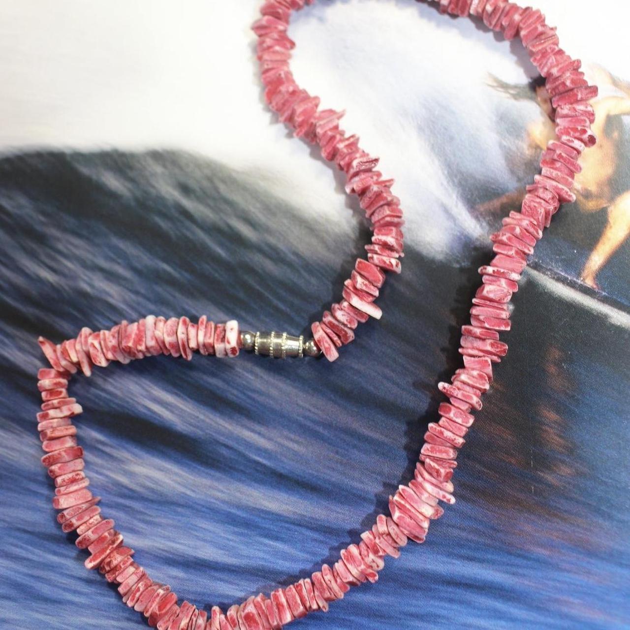 Vintage 90’s puka surf salmon pink shell... - Depop