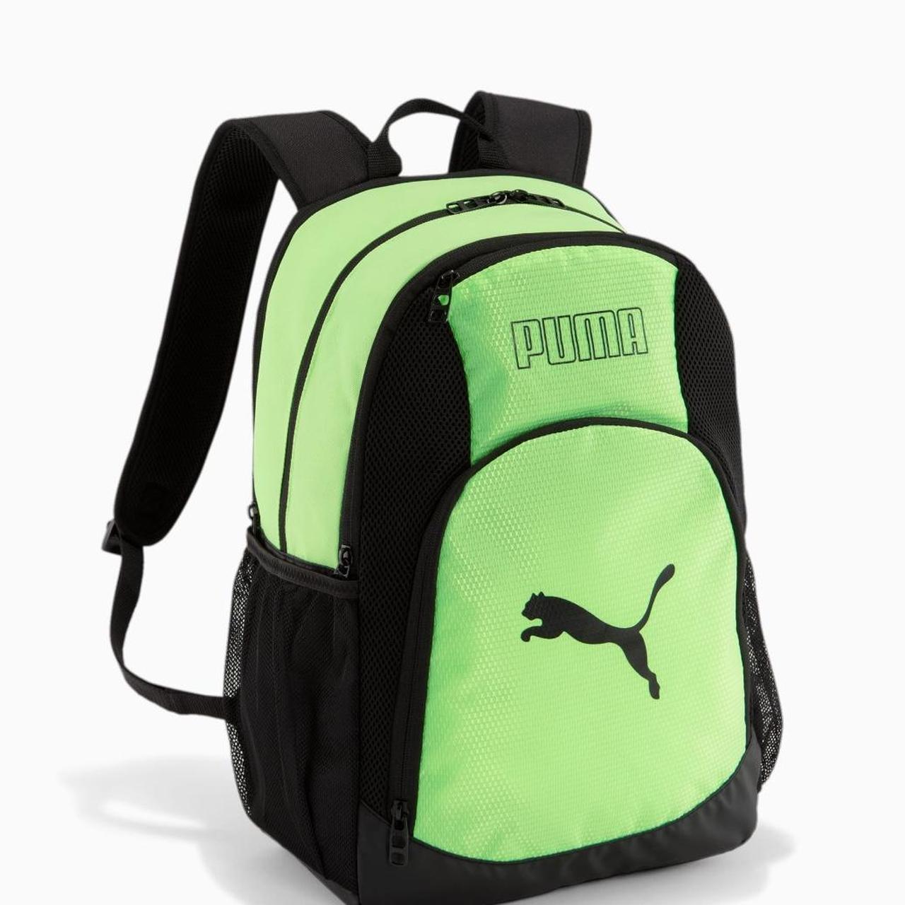 Puma bright green and black training backpack with. Depop