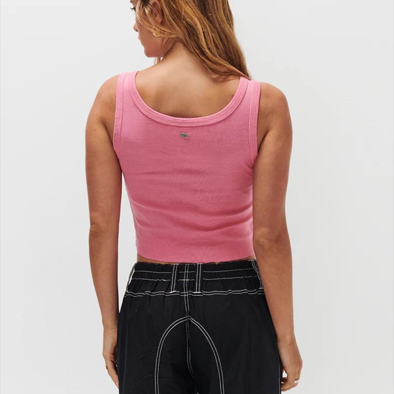 Ghanda pink singlet. Perfect beachy cropped singlet - Depop