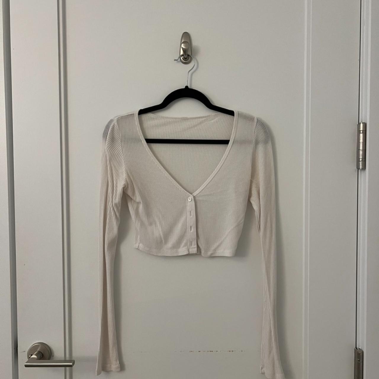 Alo cardigan in white with white buttons in size... | Depop