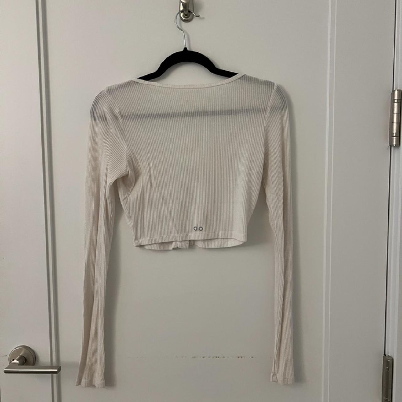 Alo cardigan in white with white buttons in size... | Depop