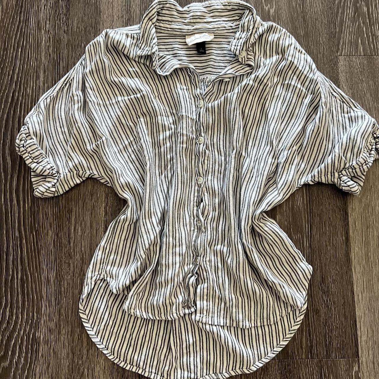 Stripped universal thread button down short sleeve... - Depop