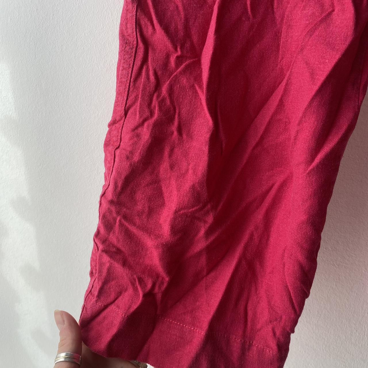 Hot pink linen bottoms Elasticated ribbed wide... - Depop