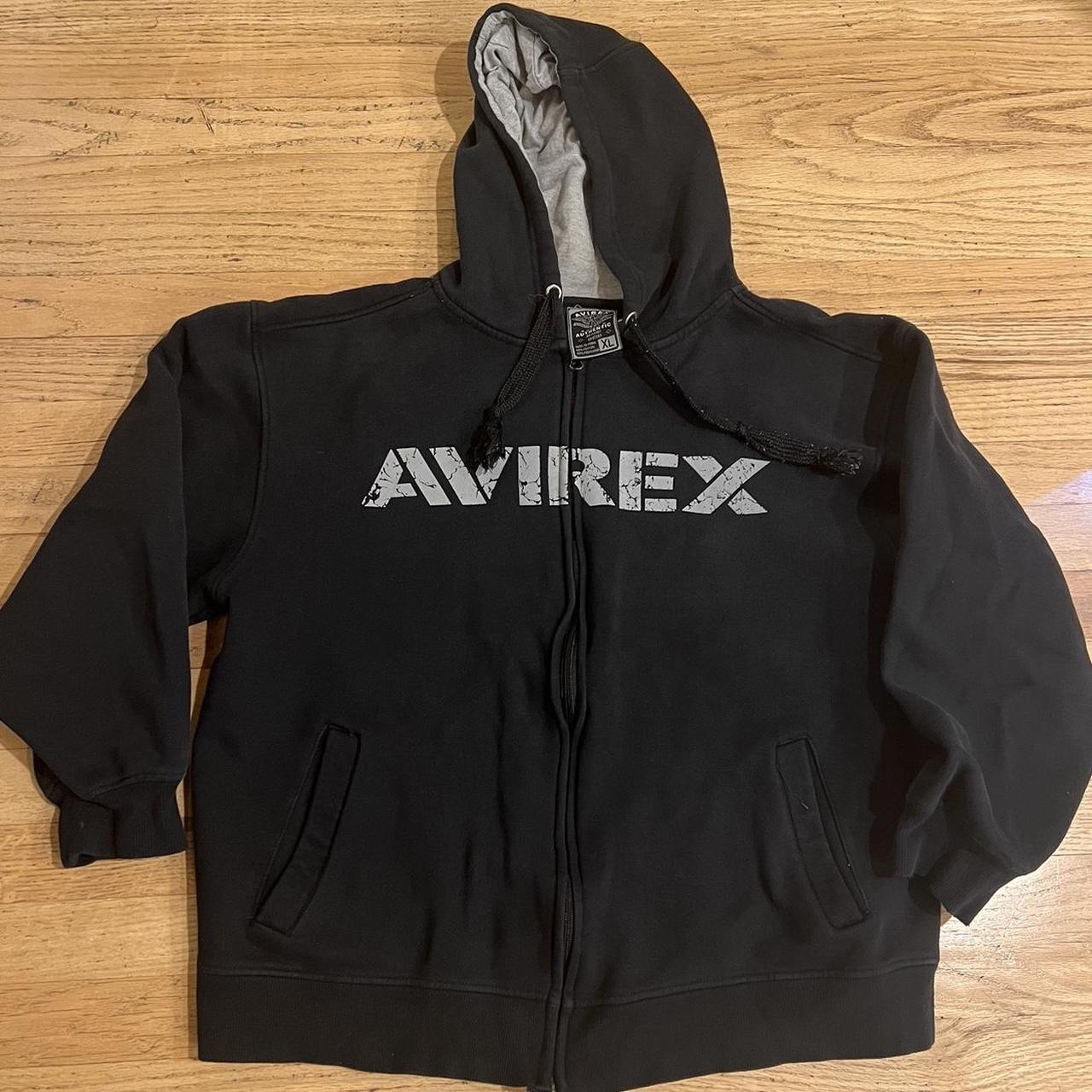 Y2k Avirex hoodie size xl fits like medium - Depop