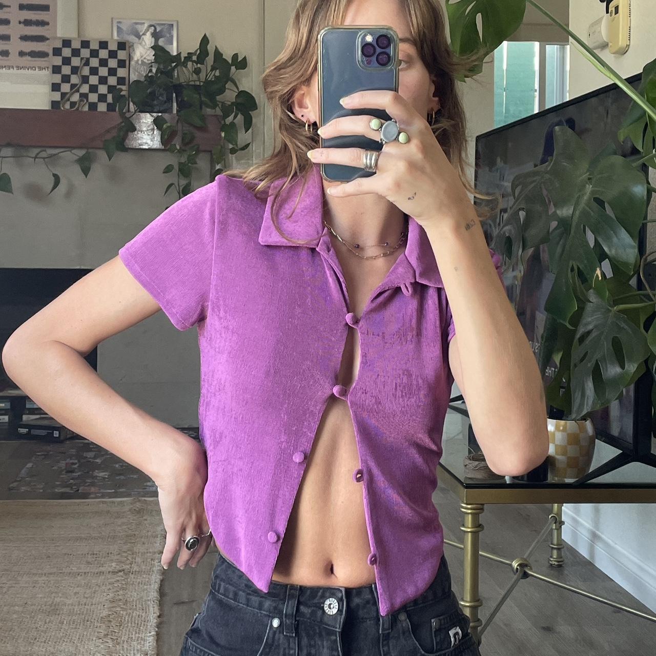 with jéan purple button up crop top!! she’s so fun... - Depop