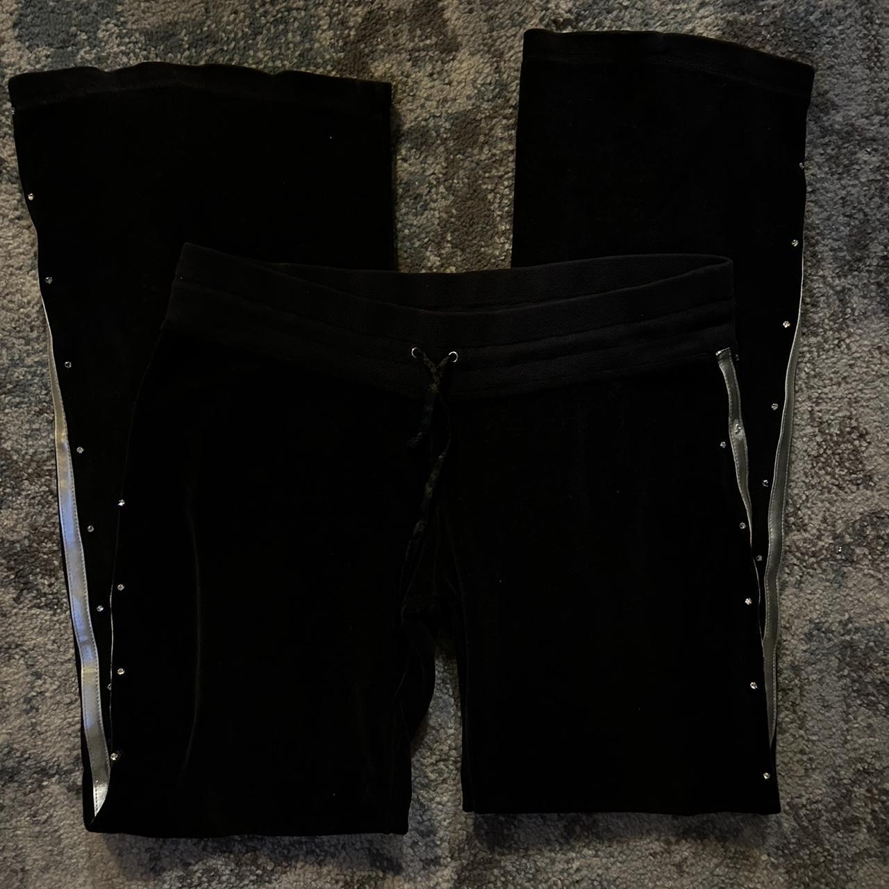 Black suede Bebe pants Low waisted - Depop