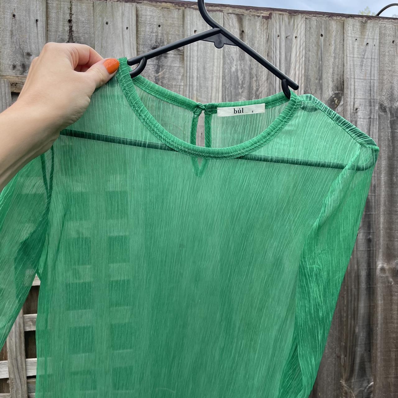 Green sheer Bul dress, calf length. Lovely delicate... - Depop