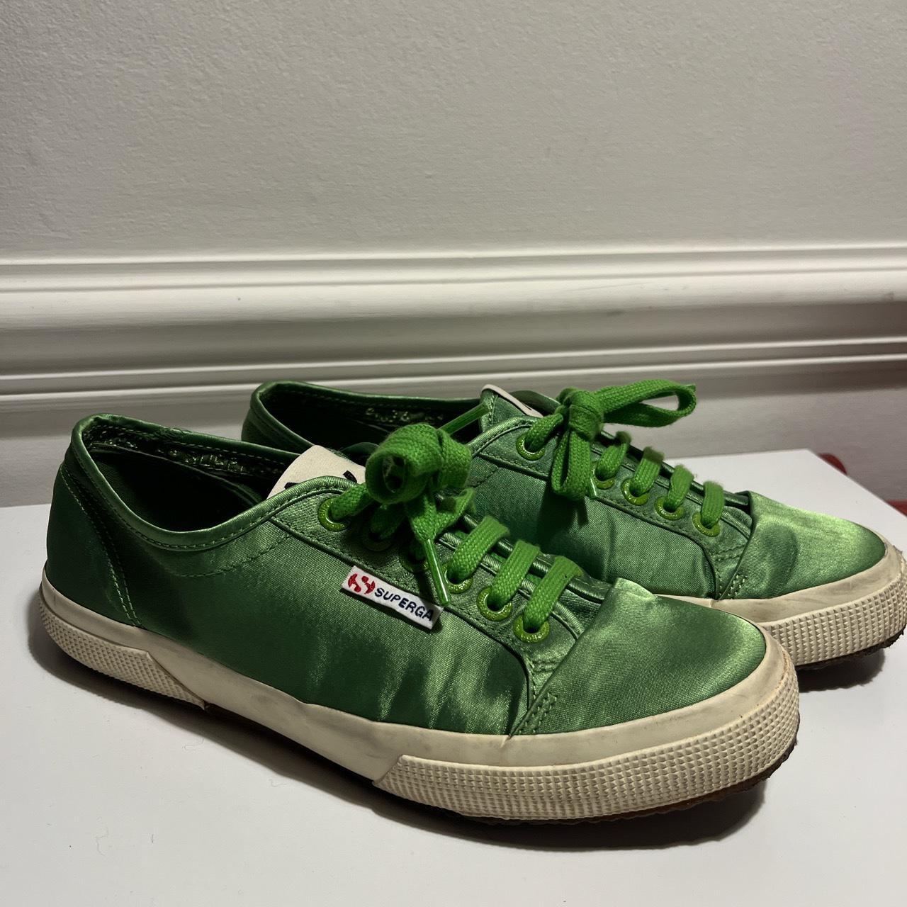 Green satin Superga Limited edition Alexa Chung... - Depop