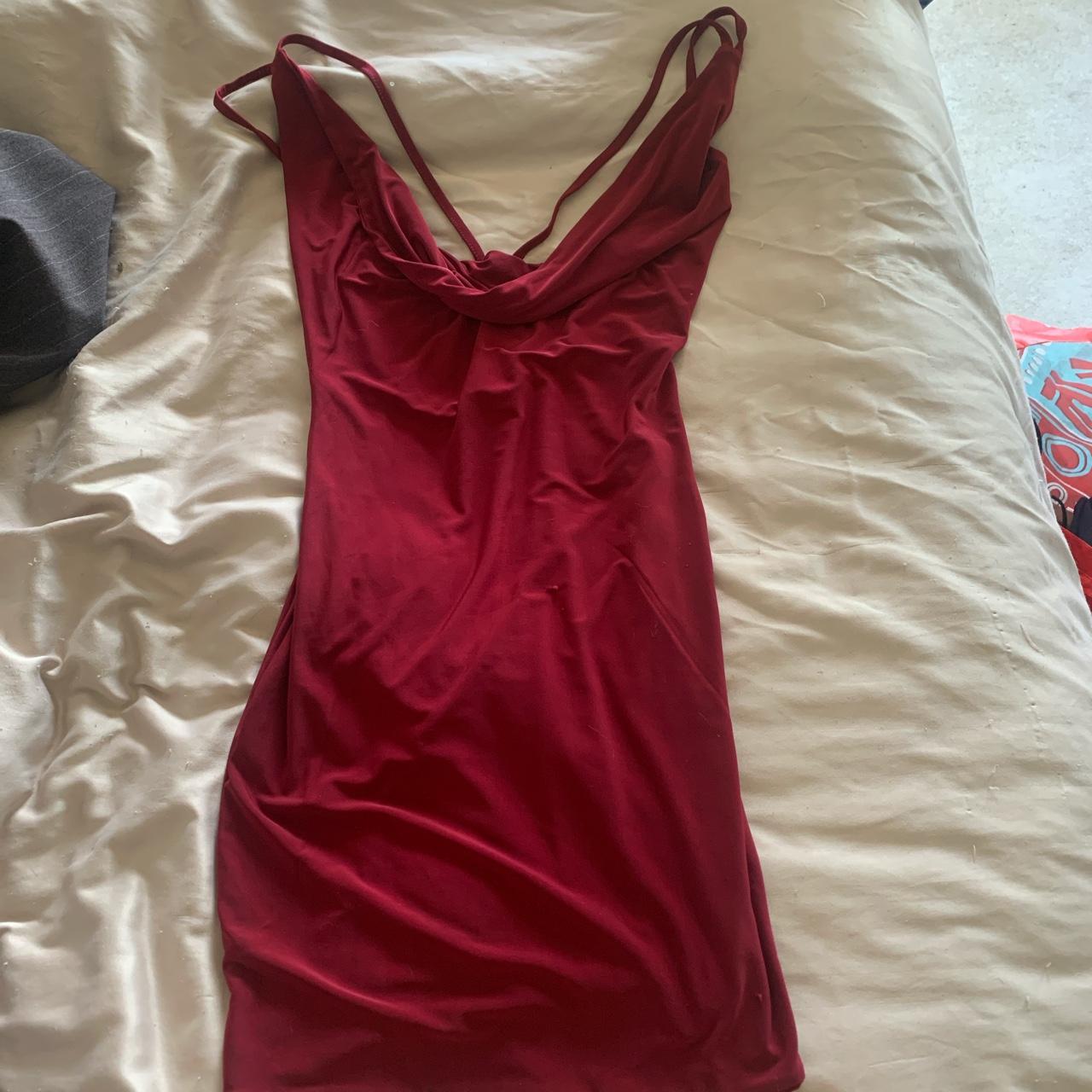 Backless Cowl-neck PLT mini bodycon dress. Few signs... - Depop