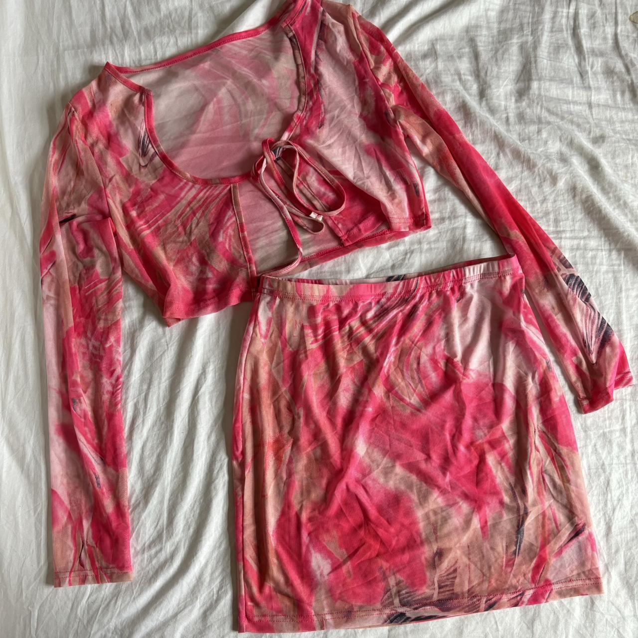 Shein cover up set Pink co-ord set Sheer , can be... - Depop