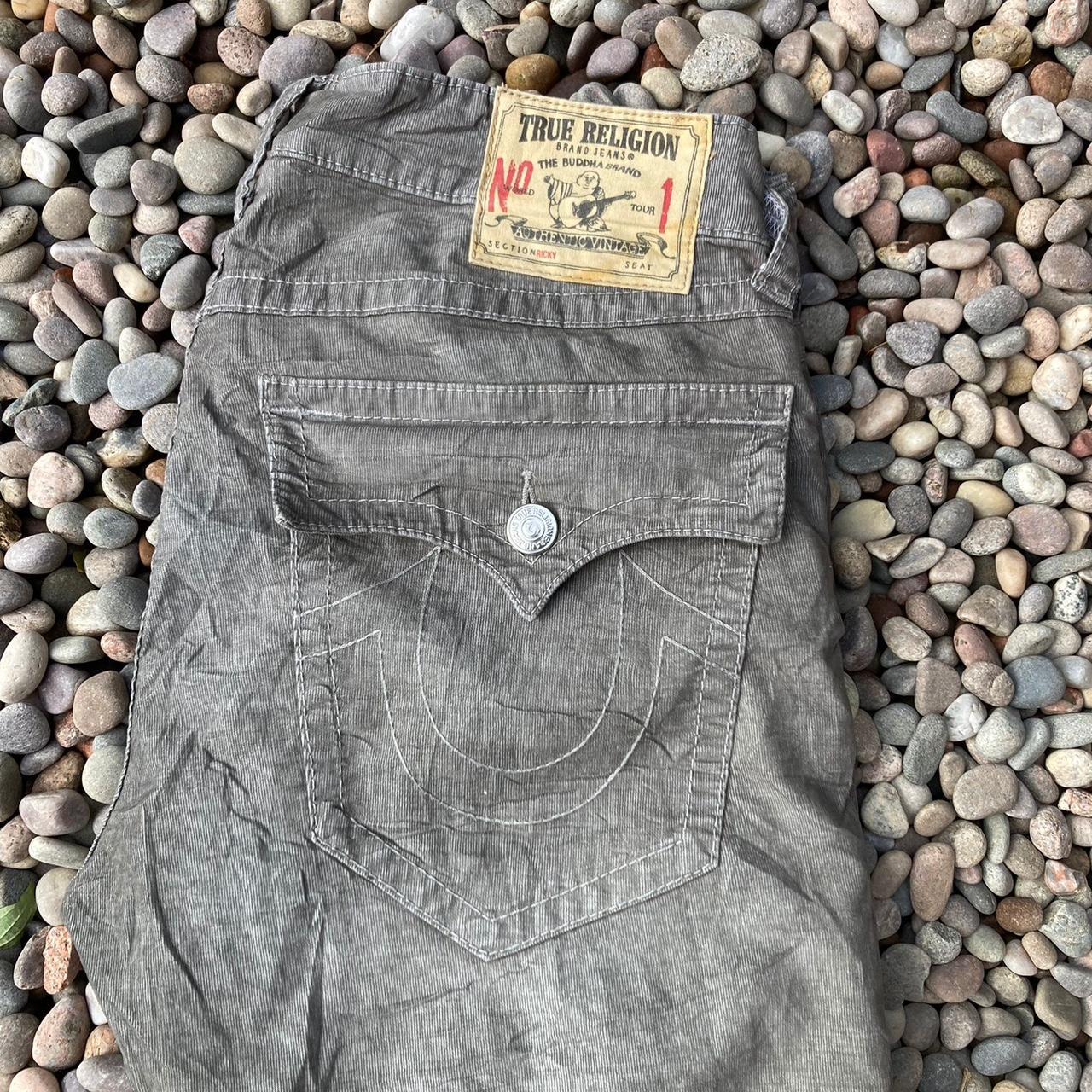 Grey Corduroy True Religion Jeans 33 waist,... - Depop
