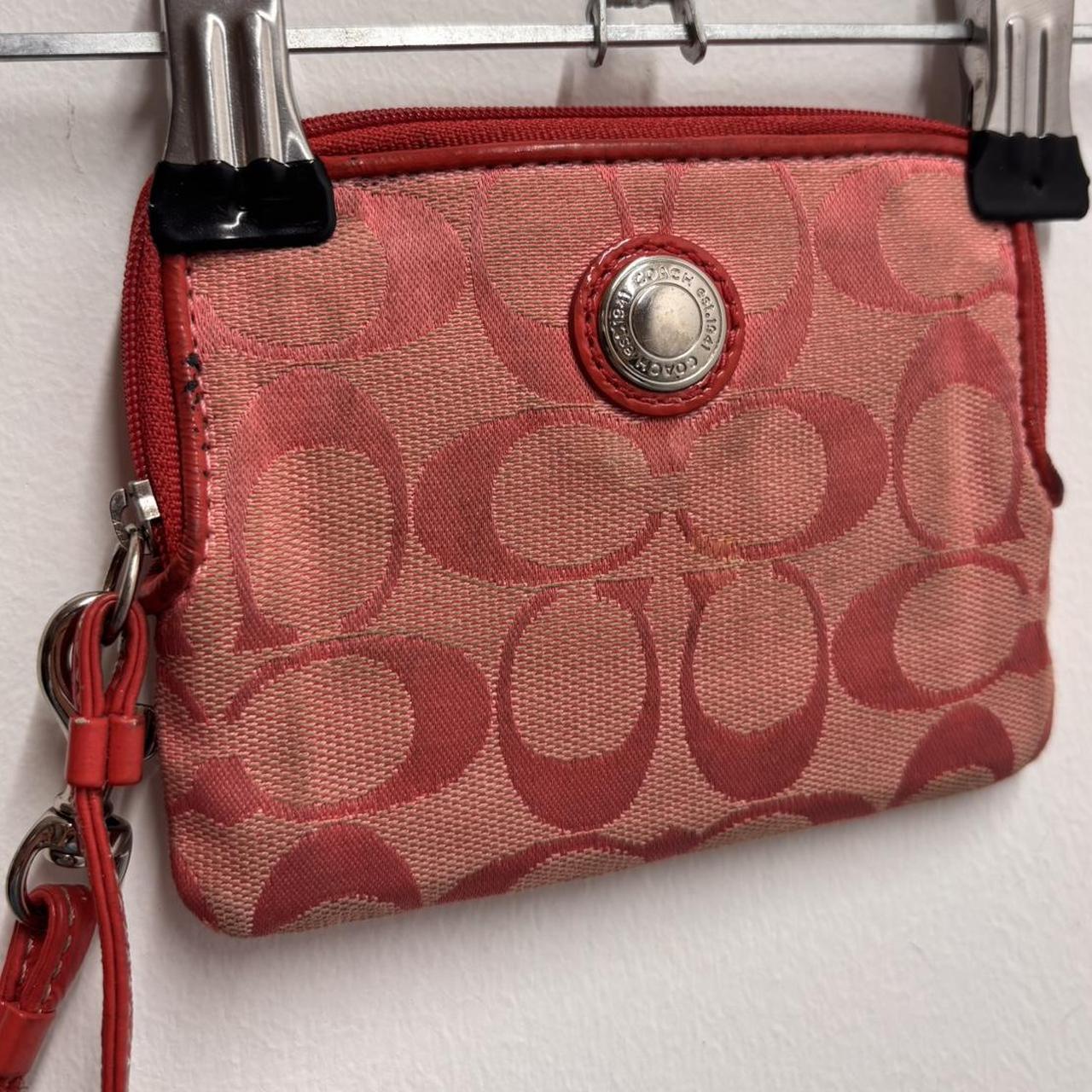 Vintage pink coach monogram print purse Card inserts... | Depop