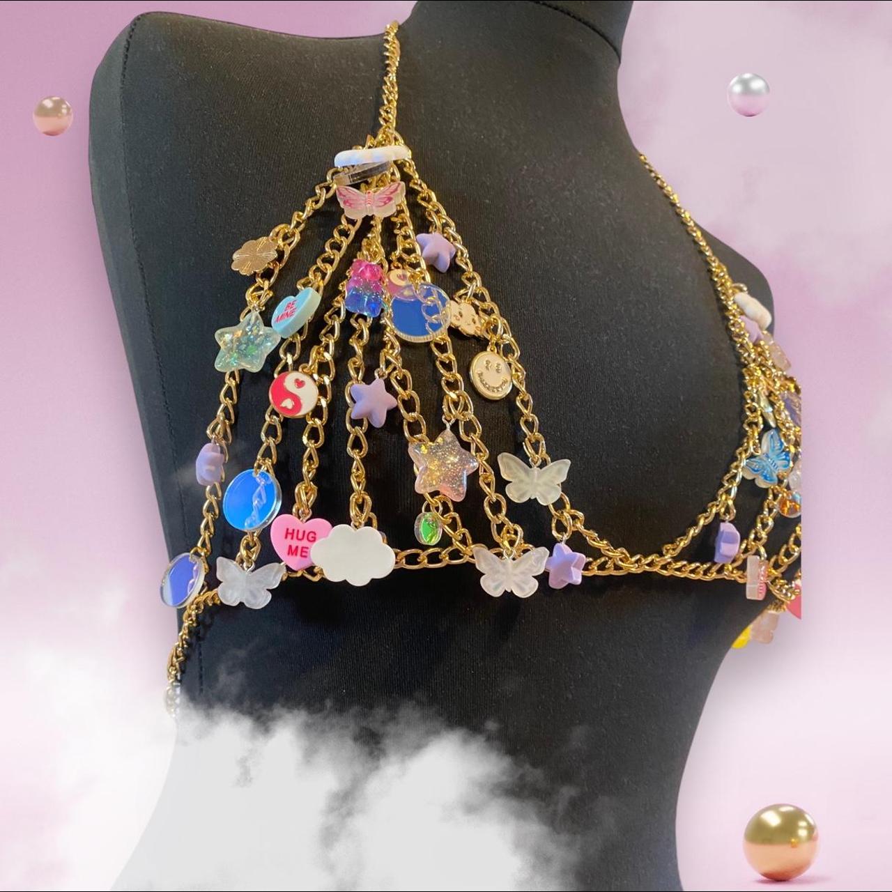 Custom made charm chain bra Can be made in any... - Depop