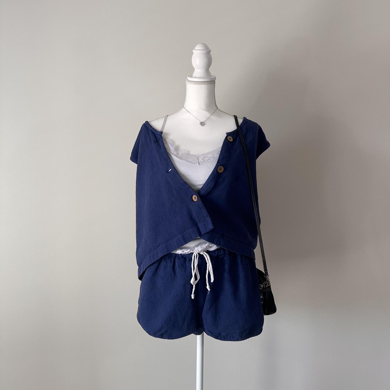 DISCONTIUED FREE PEOPLE: SO FRESH VEST SET Navy... | Depop