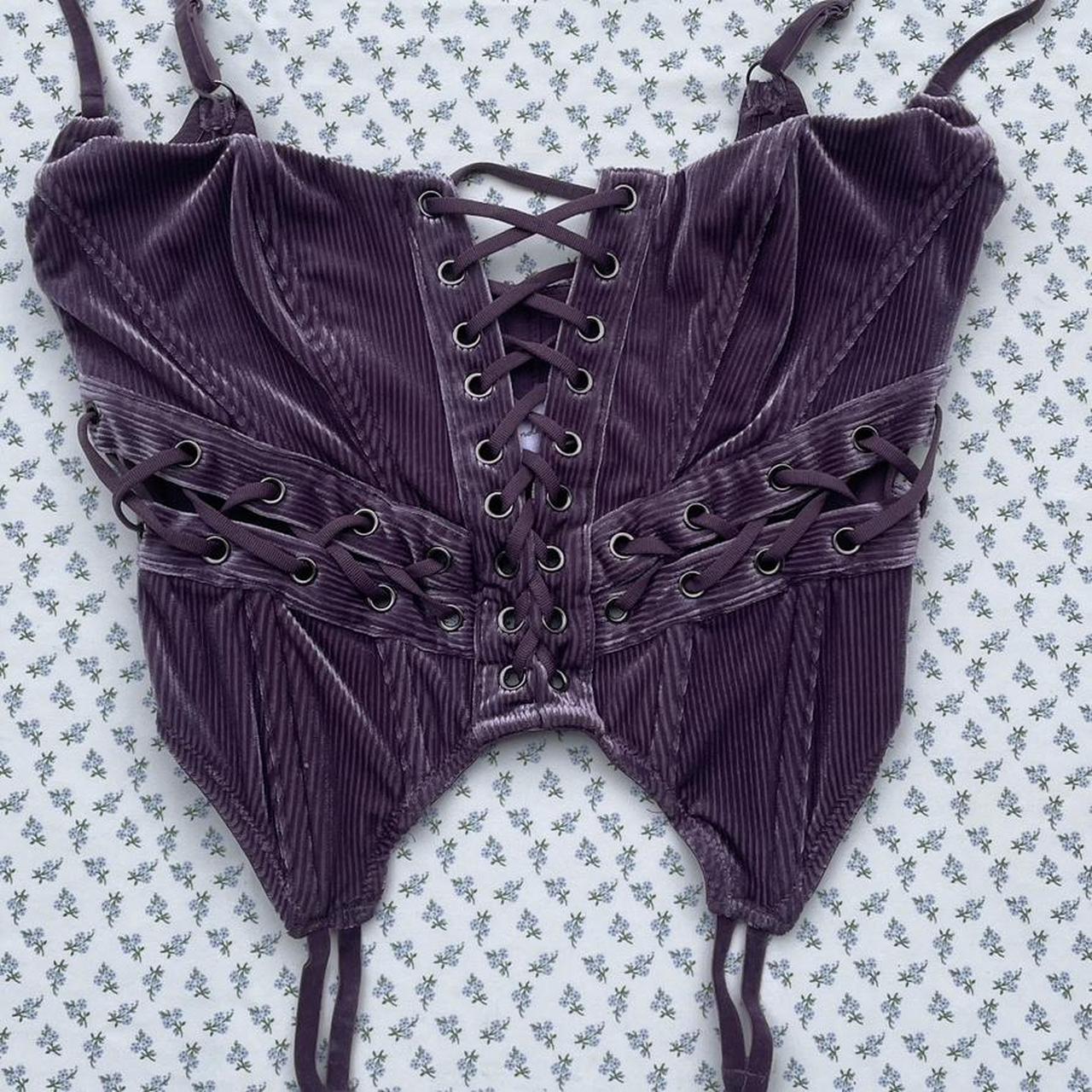Urban Outfitters Velvet Corduroy Corset Purple Depop