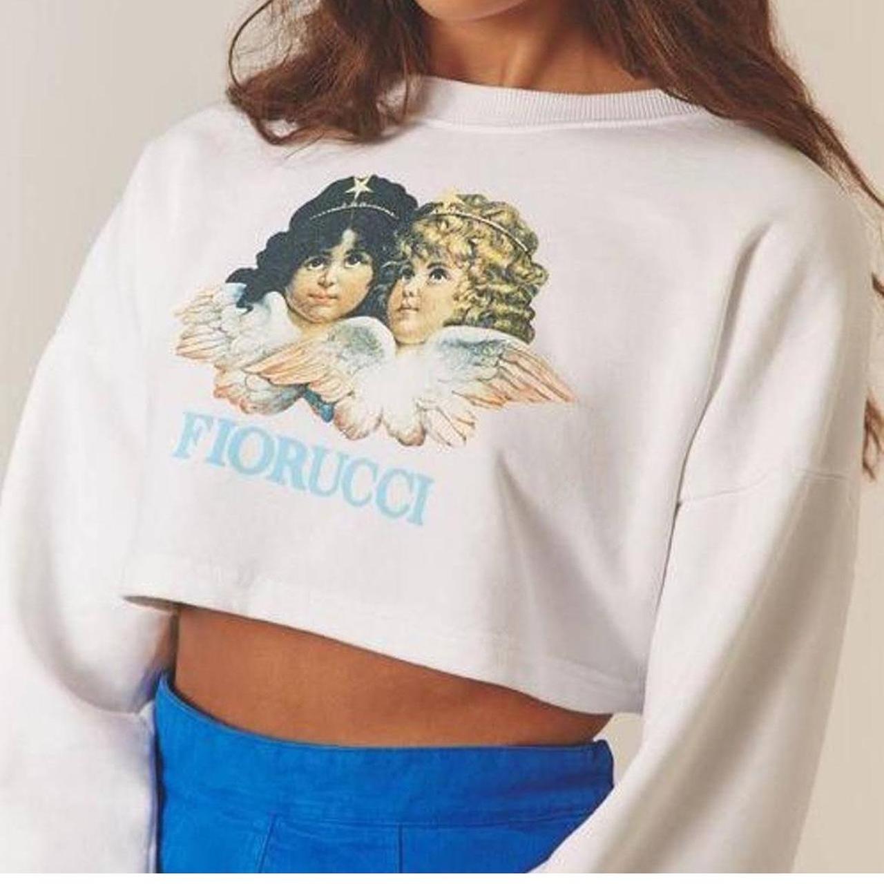 Fiorucci cropped sweatshirt in white Size medium... - Depop