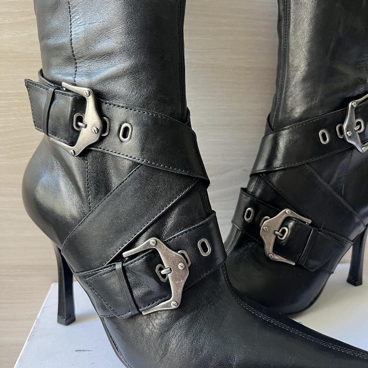 Faith Leather Buckle Calf Boots Gorgeous 00s pair... - Depop