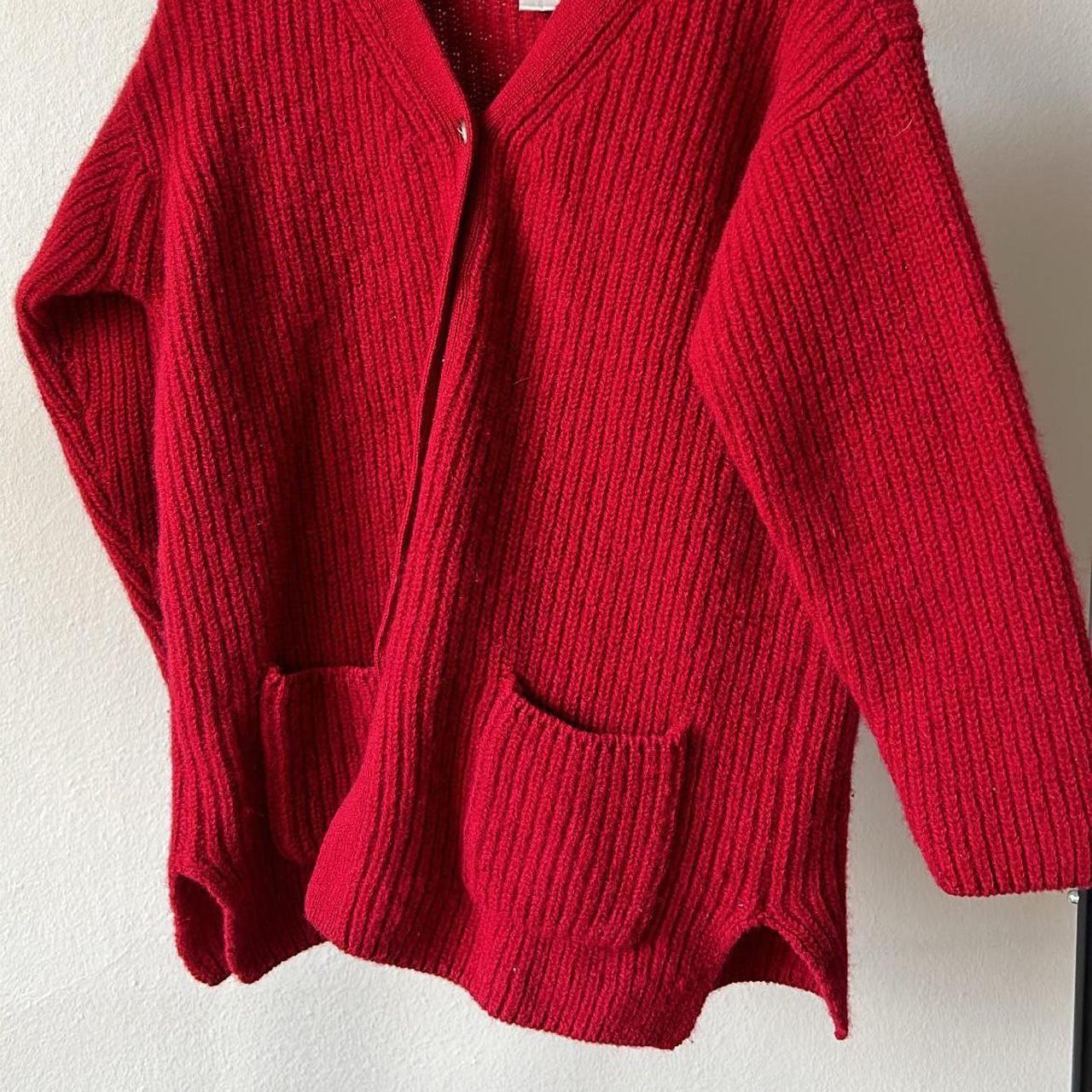 Vintage Red Cardigan wool sweater No damages... - Depop