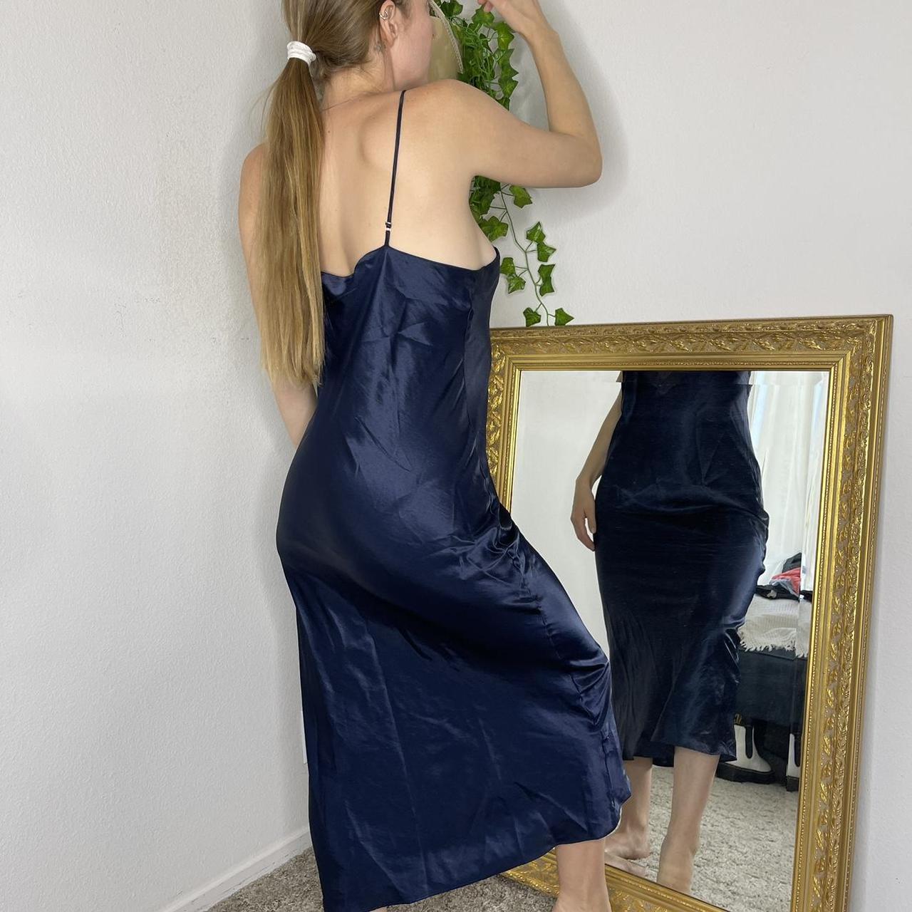 Vintage Navy Blue Lingerie Slip Maxi Dress Navy blue... | Depop