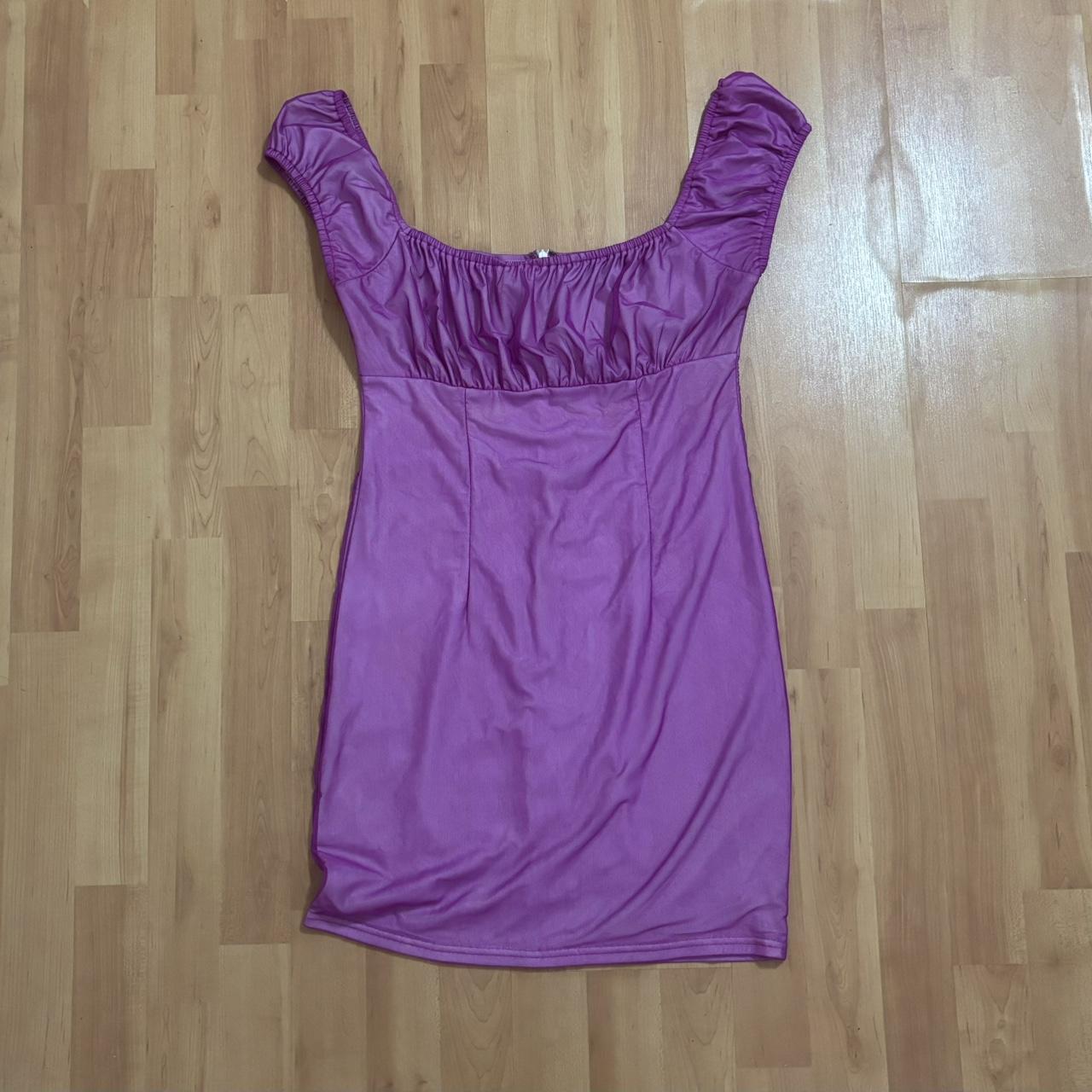 iridescent purple bodycon 90s raver club dress... - Depop