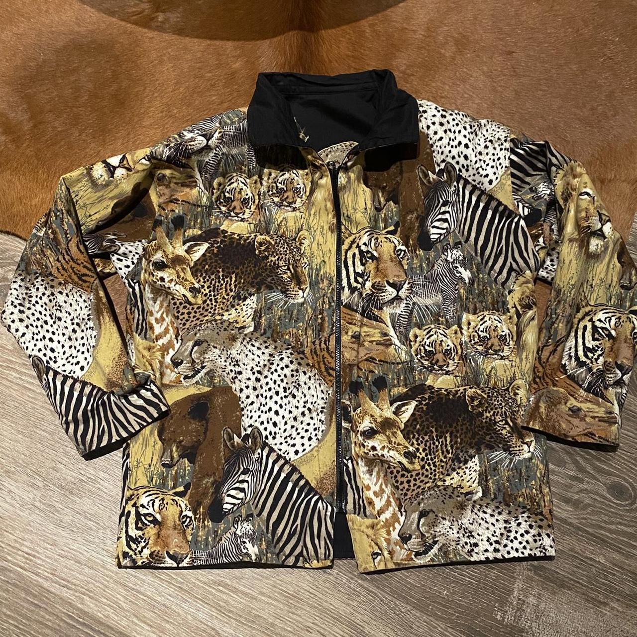 super sick reversible animal jungle jacket with all... - Depop