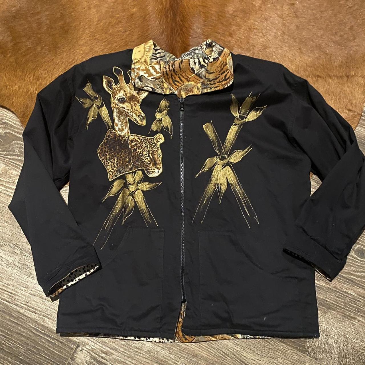 super sick reversible animal jungle jacket with all... - Depop