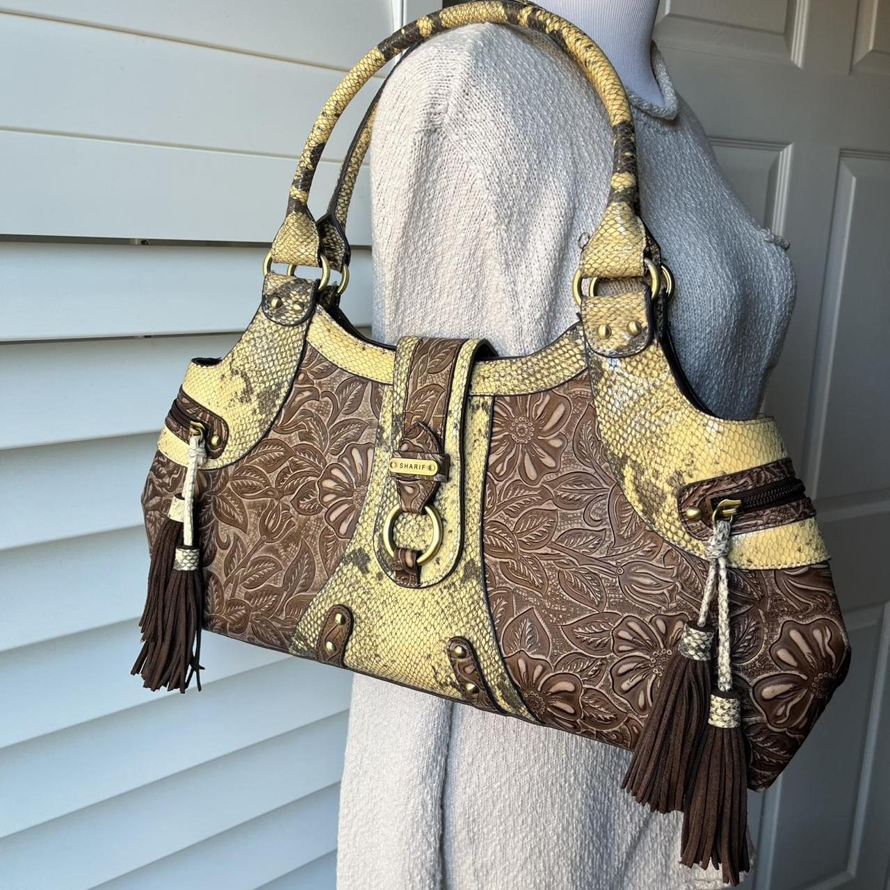 sharif long western floral and faux snake print... | Depop