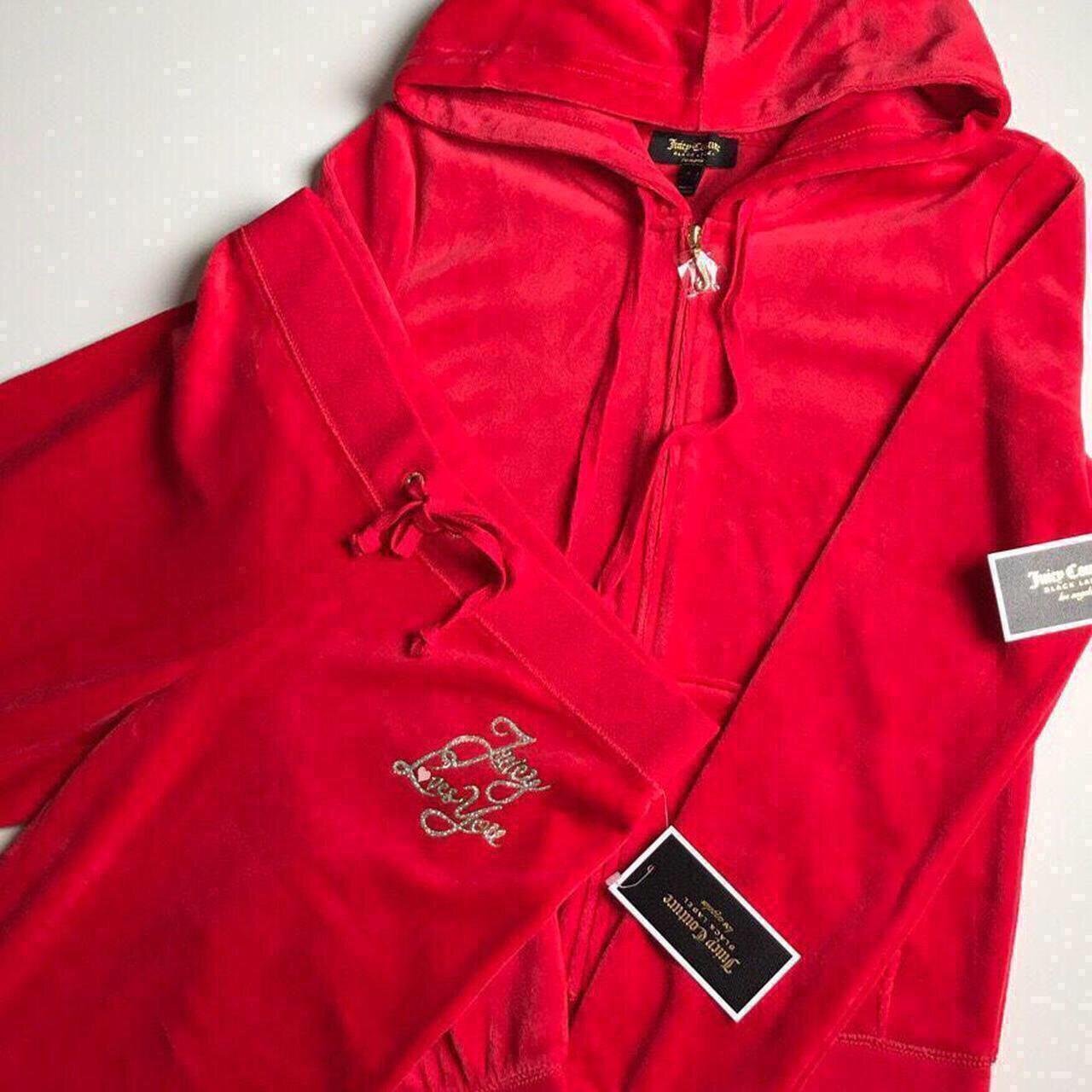 Juicy couture Red tracksuit in velour 100%... - Depop