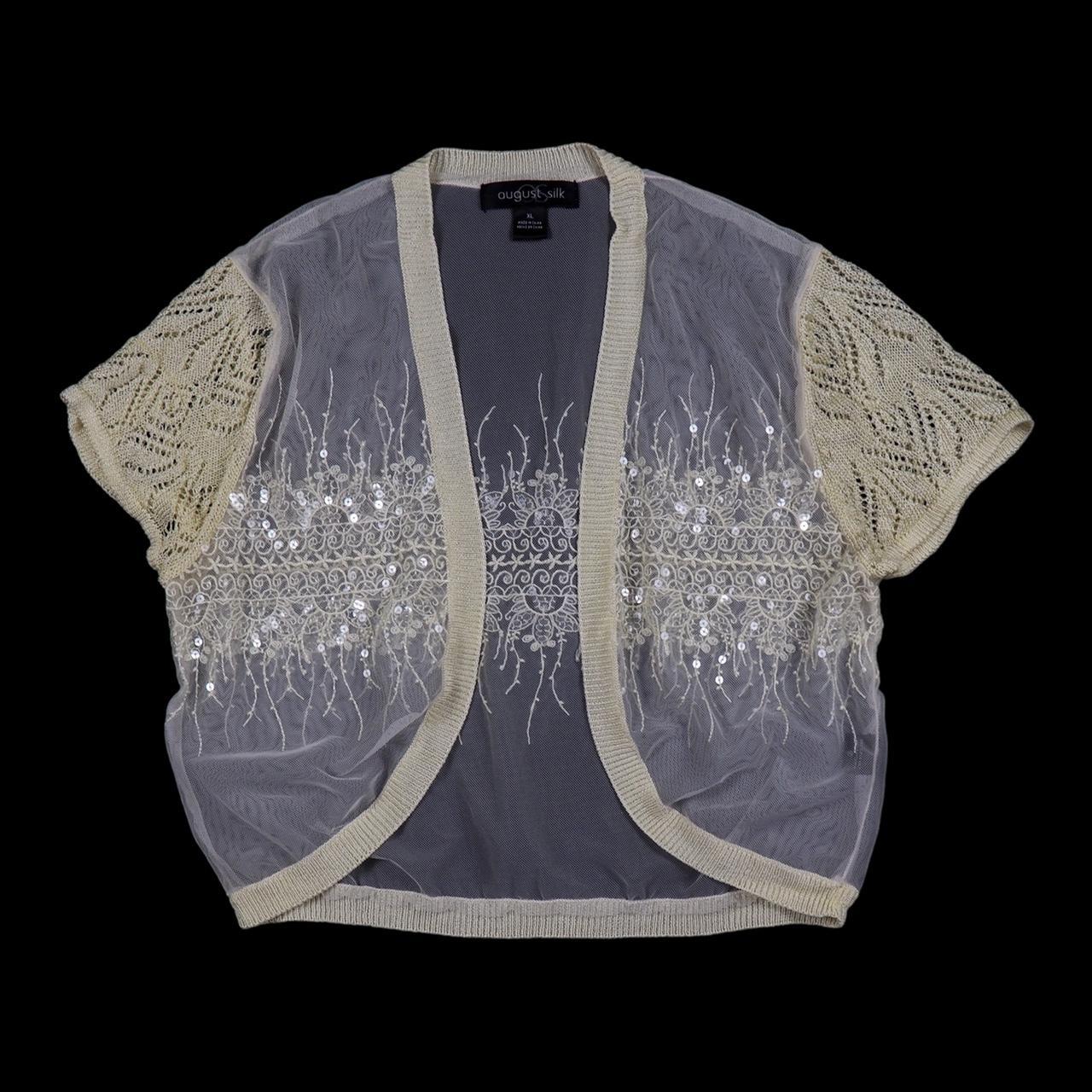 Women's Cream and Silver Cardigan | Depop