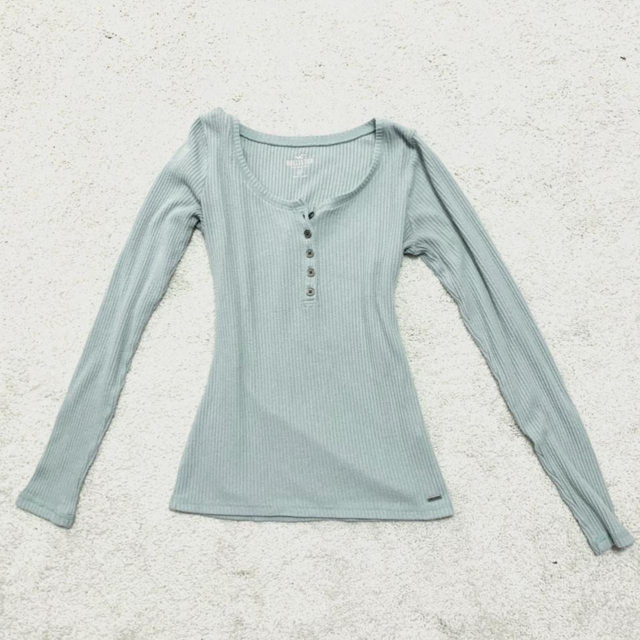 hollister long sleeve henley button down top🫶 ... - Depop