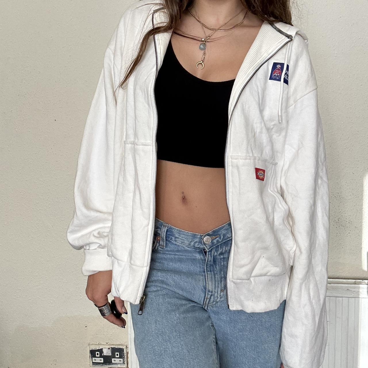 White Dickies Hoodie Dickies White Zip Up Hoodie Depop