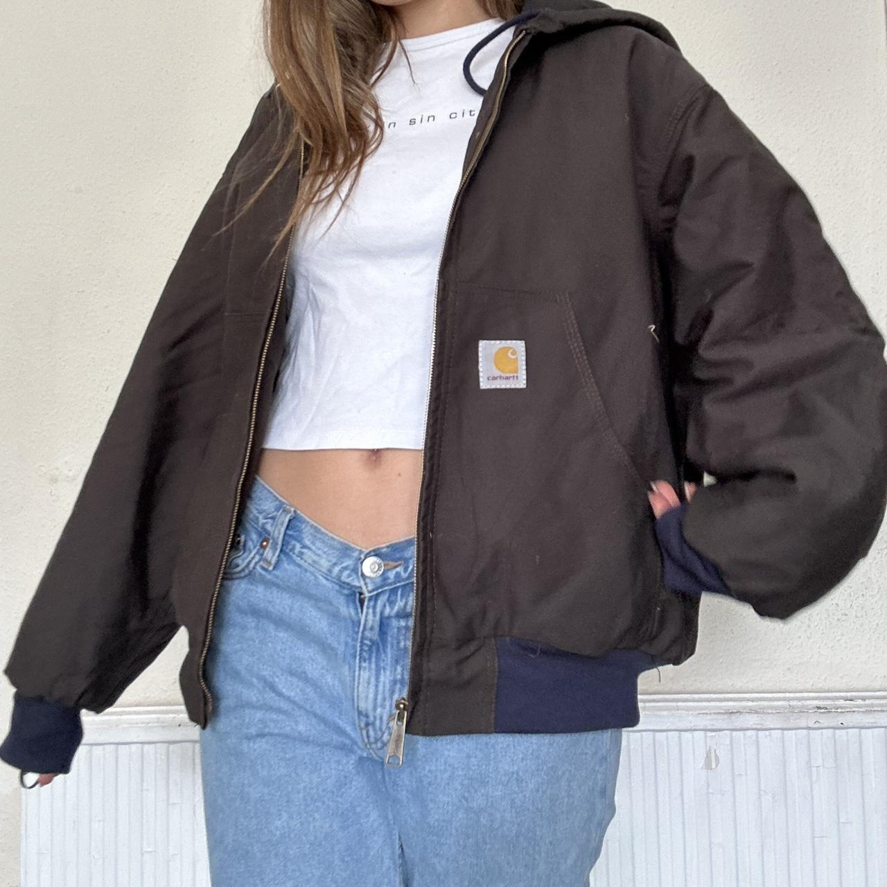 Brown Carhartt jacket Khaki / Brown hooded Carhartt... - Depop