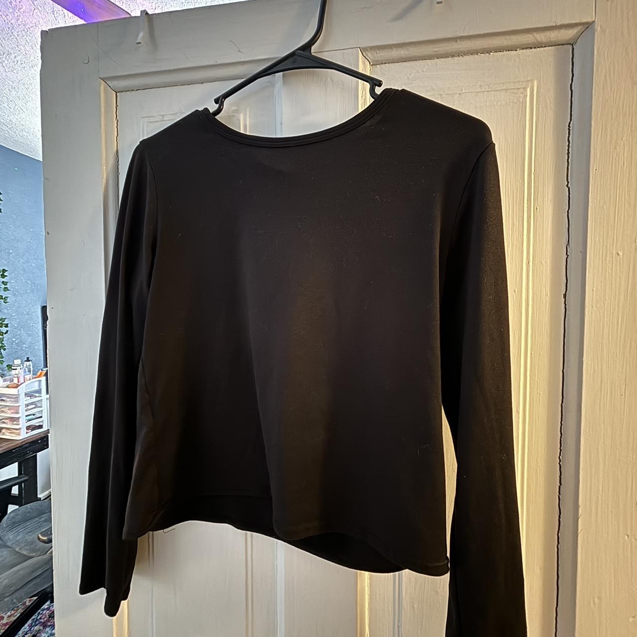 olivia rae athletic long sleeve top black size... - Depop