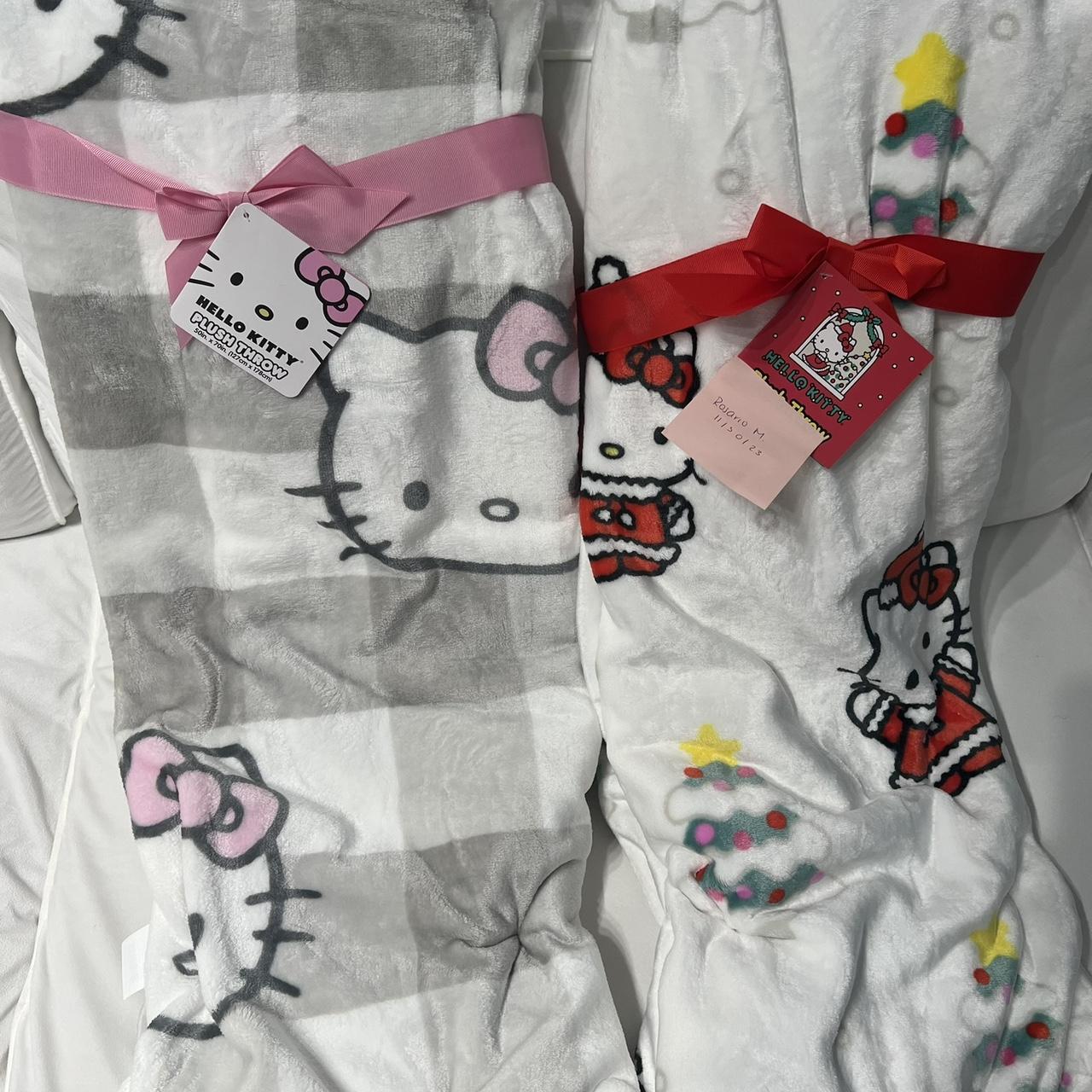 Brand New Hello Kitty Grey Plaid Blanket! I have two... - Depop