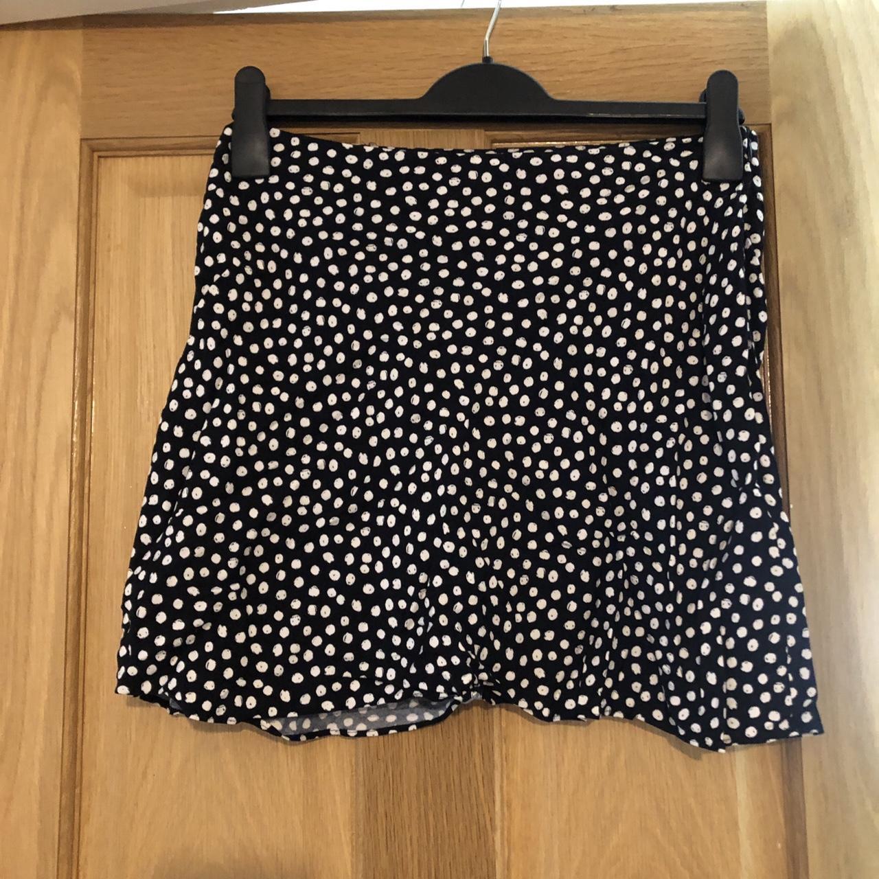 Primark Black and White Dotted Mini Skirt Size... - Depop