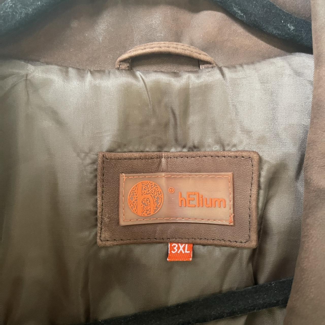 Brown leather washed bomber jacket - Depop