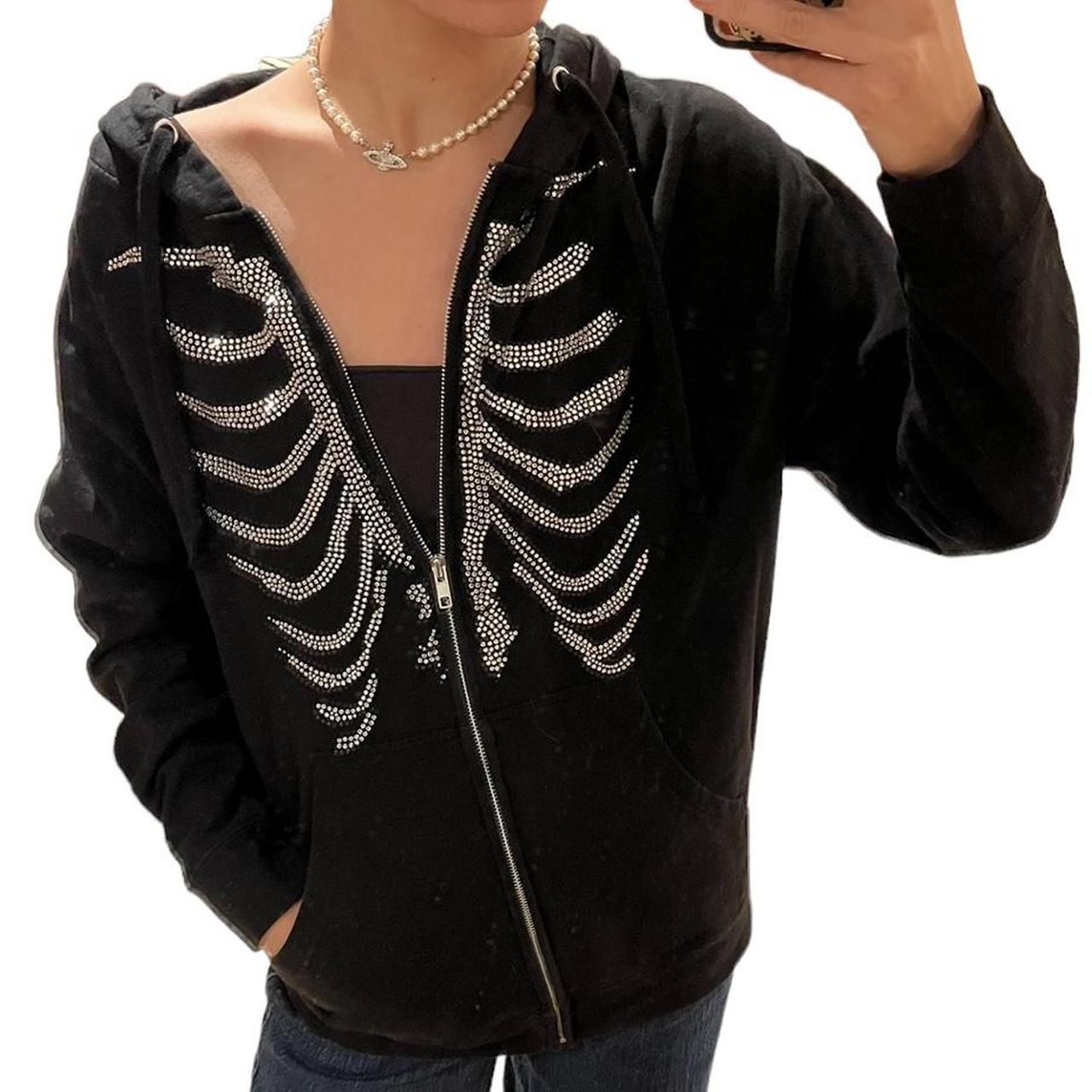 Prolific Rhinestone Skeleton Hoodie 🖤 - such a fun... - Depop