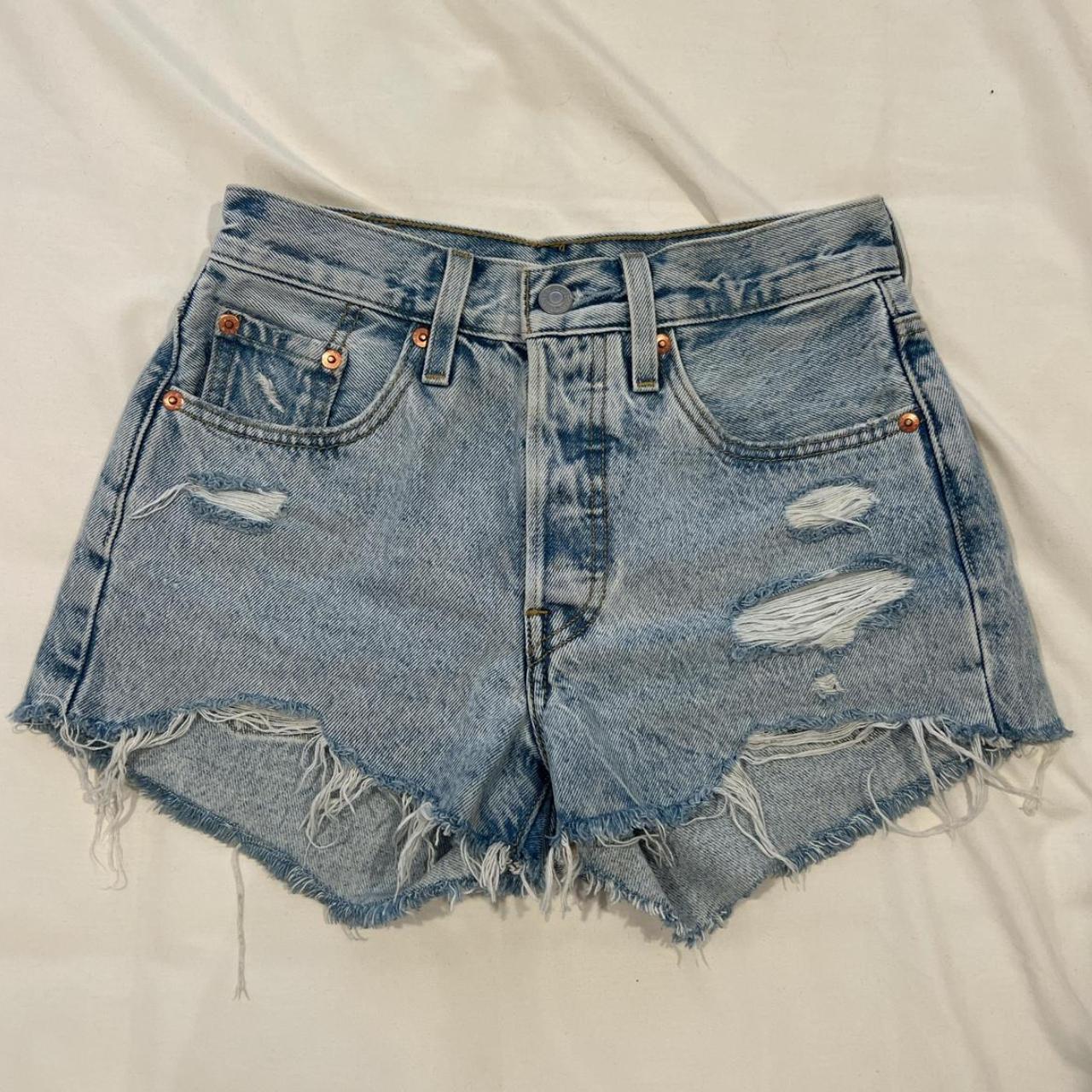Levis 501 Ripped Cutoff Denim Shorts in "Athens... - Depop