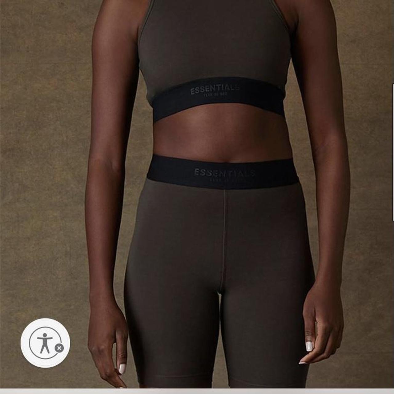 essentials crop top + biker shorts size small, never... - Depop