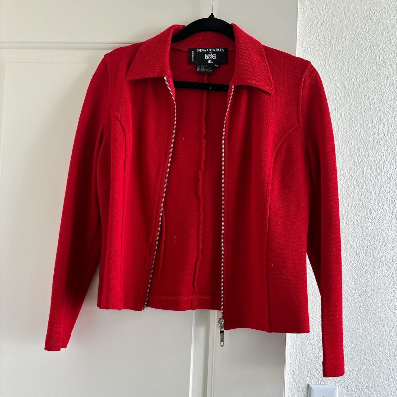 vintage cherry red zip up jacket - Depop