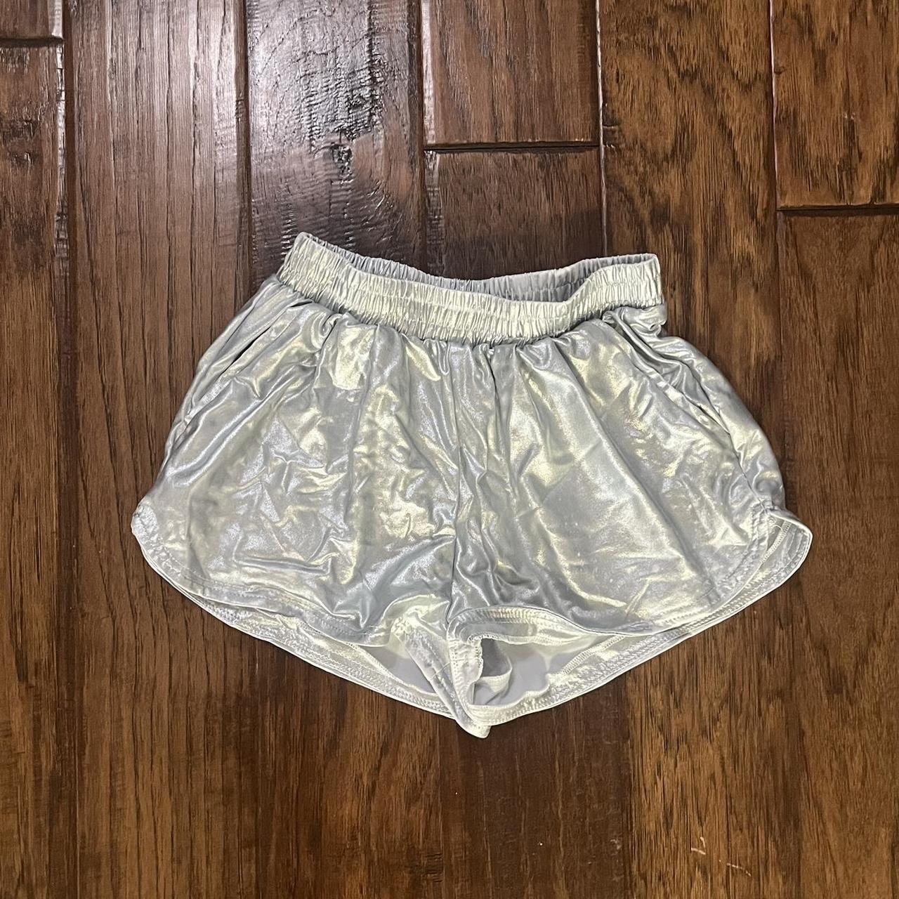 Silver holographic shorts. Perfect for festivals or... - Depop