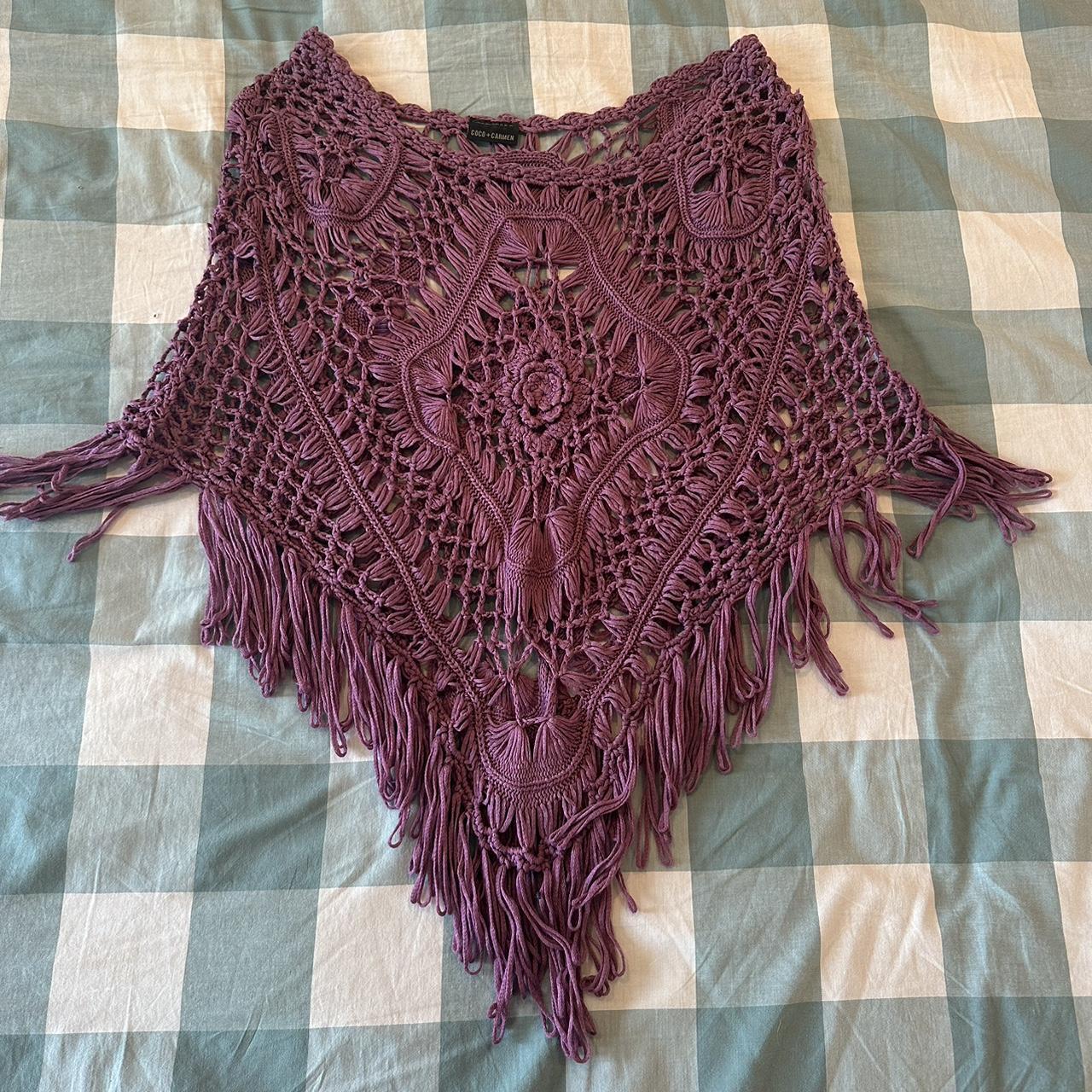 Purple coco and Carmen knit shawl -pretty rose... - Depop
