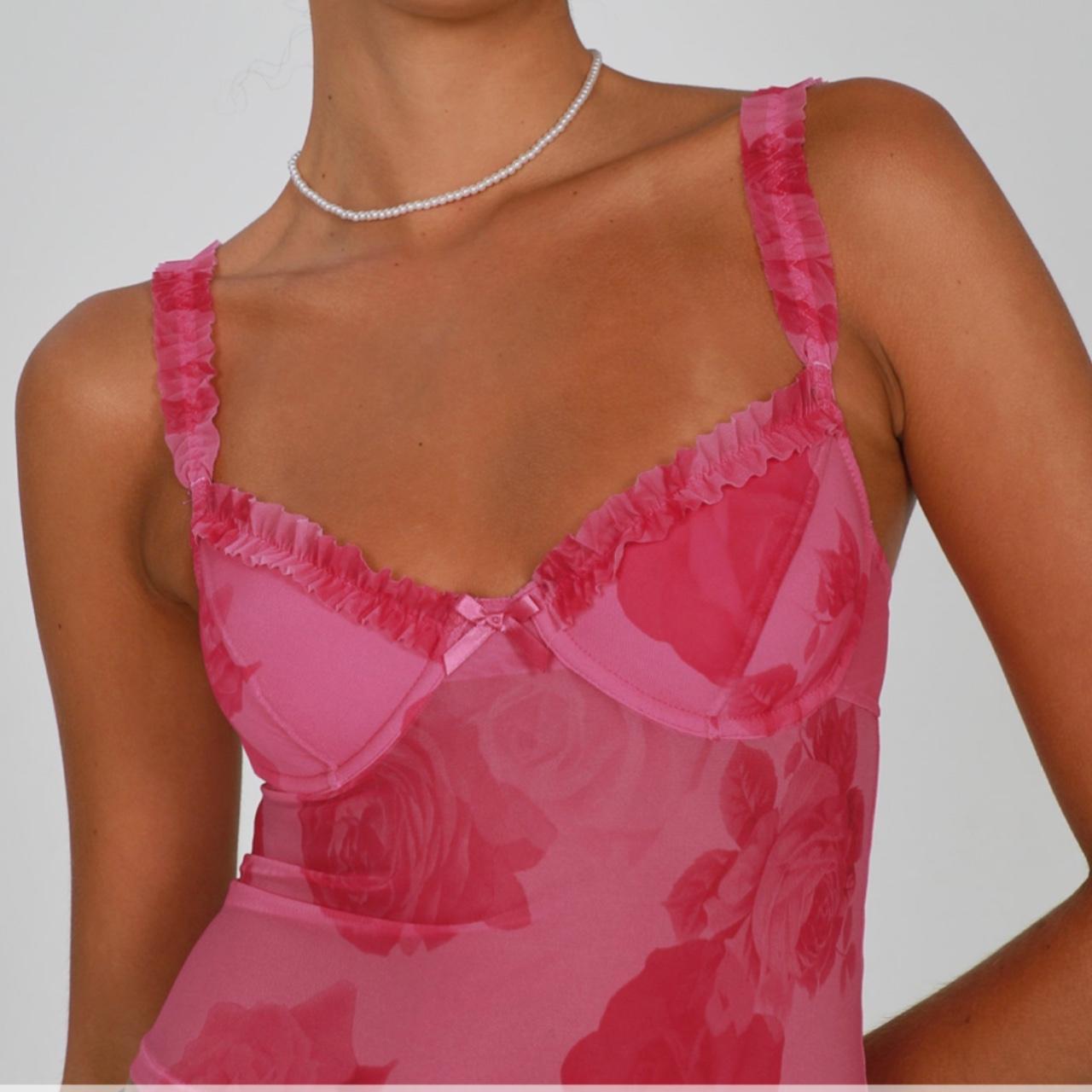- Floral Mesh Frill Trim Cupped Cami - from glassons... - Depop