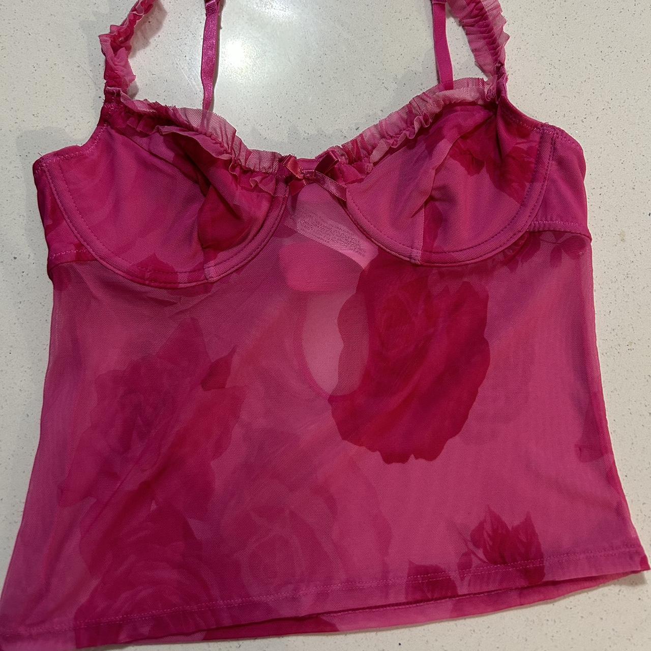 - Floral Mesh Frill Trim Cupped Cami - from glassons... - Depop
