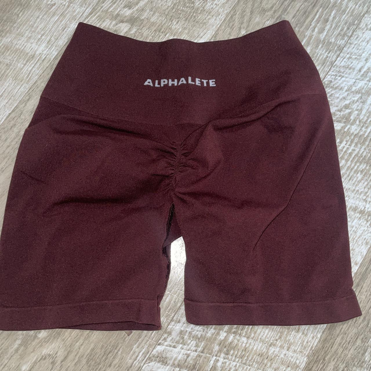 Alphalete 4.5” shorts in sangria (like a burgundy... - Depop