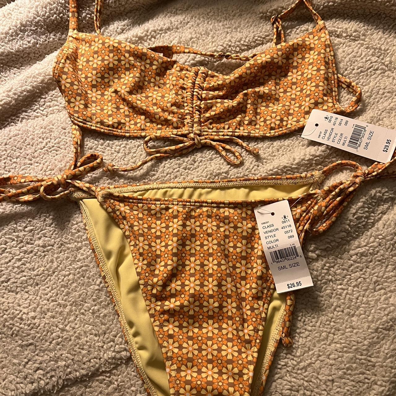 NWT Pacsun Swim “Eco Multicolor Haley Bikini” 🌼🧡... - Depop