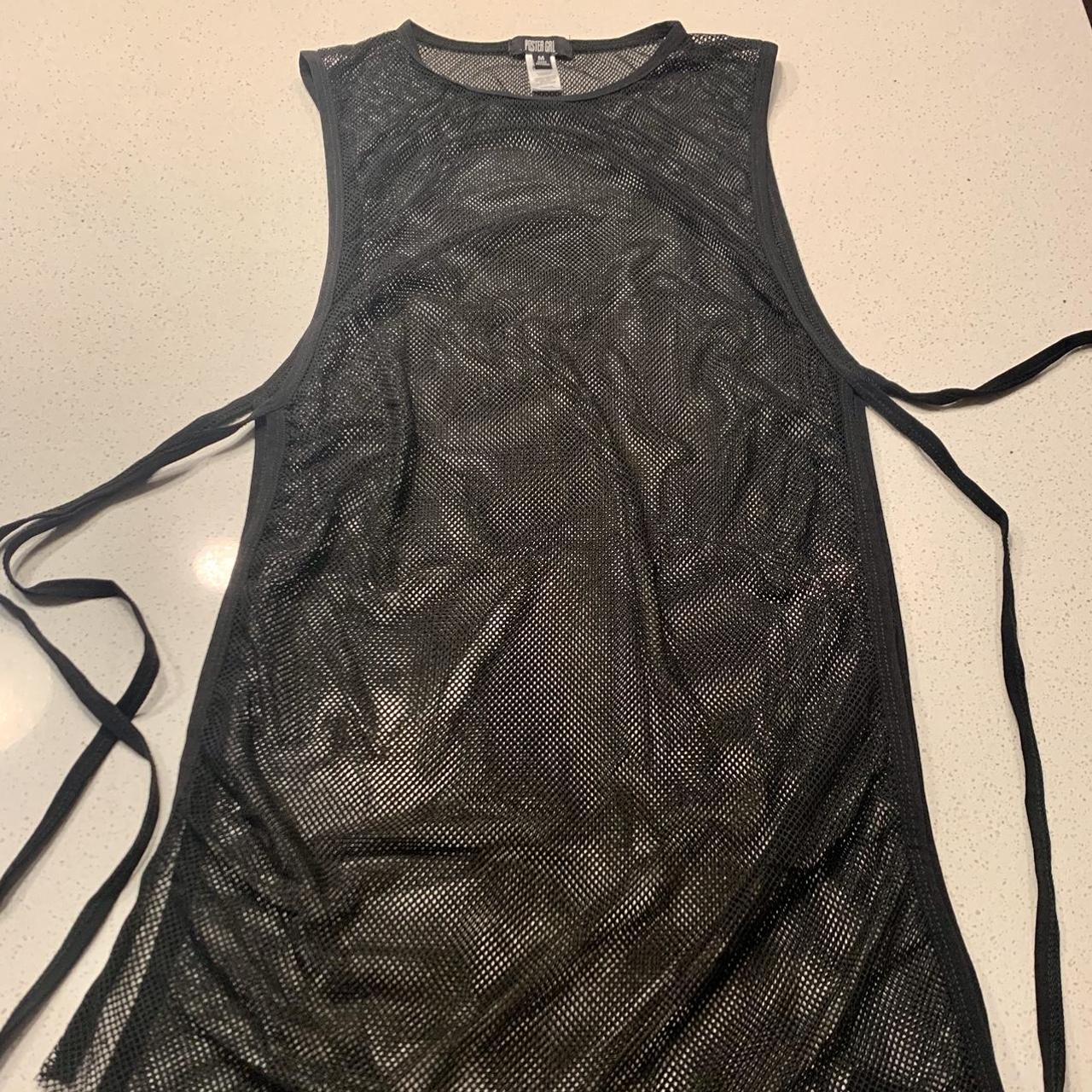 Black Mesh Cover Up Dress, mini cuts at thighs, open... - Depop