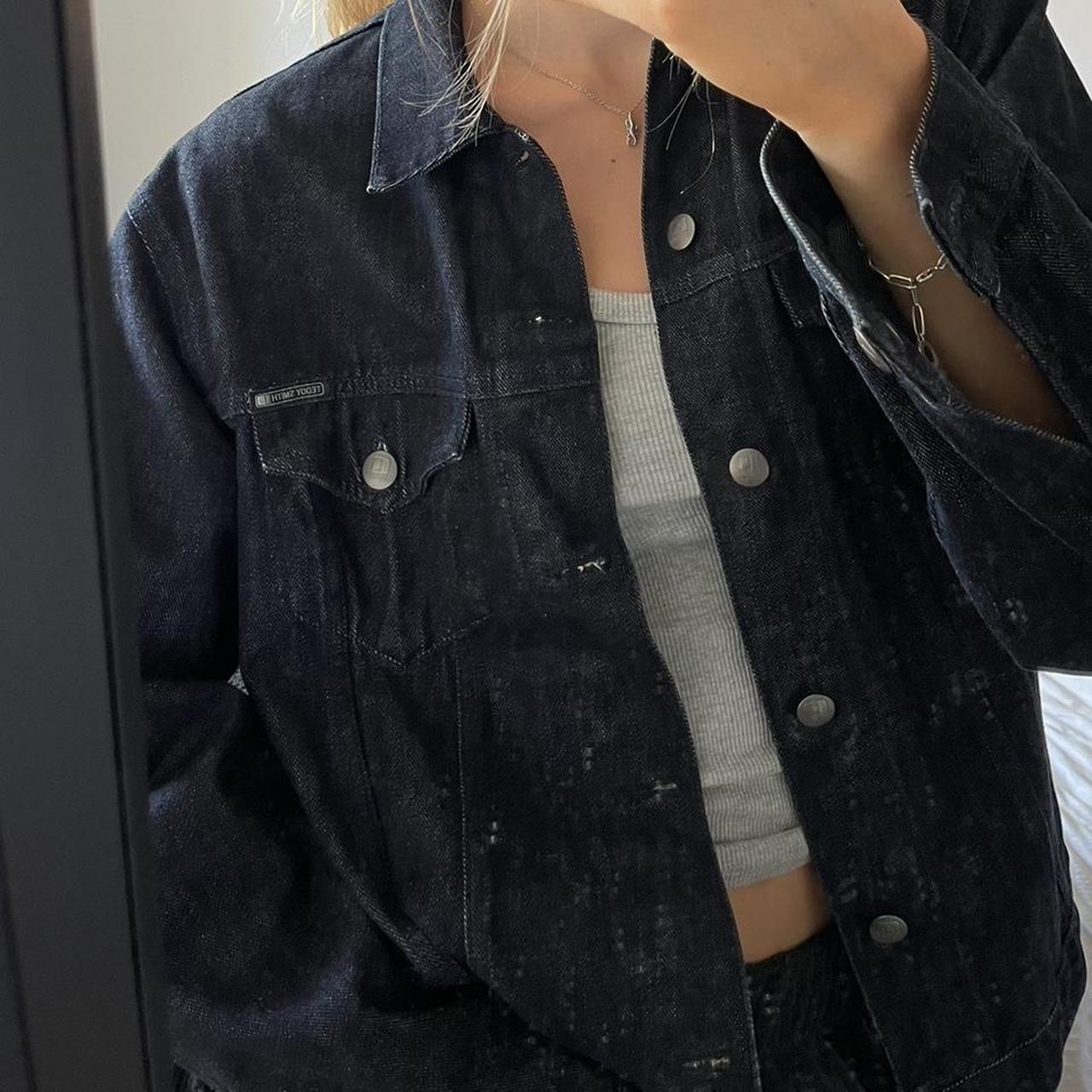 dark indigo blue vintage teddy smith denim jacket... - Depop