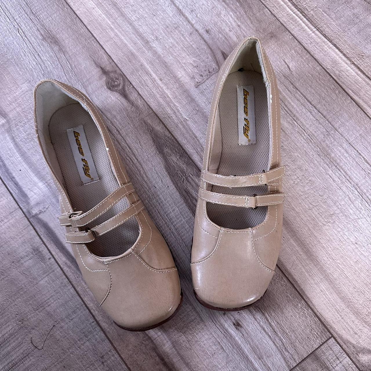 Blockette Mary Jane tan flats By bee fly No size... - Depop